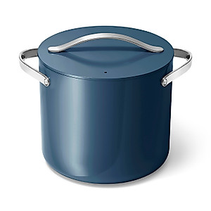 Caraway Stock Pot - 12 Qt Ceramic Coated Pot With Lid - Fee From Forever Chemicals - Large Pot for Bigger Batches - Navy