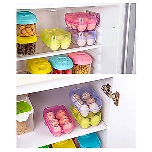 YOHA Clear Egg Storage Box Delicate 6 Girds Egg Dispenser Holder Case Refrigerator Crisper Camping Picnic Travel Portable Egg Carriage,Blue+Clear 10pcs Set