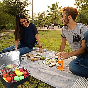 Weitars Double Decker Casserole Carrier Insulated Expandable Large Cooler Bag Leakproof Cooler Bag Holder Tote for BBQ, Picnic, Party, Camping (Black)