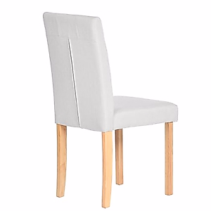 FurnitureR Dining Chairs Set of 4, Wooden Armless Kitchen Chair with Solid Rubber Wood Legs High-Back Dining Room Chairs with Upholstered Padded Cushion, White