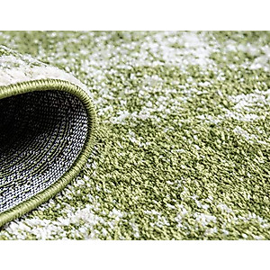 Unique Loom Bromley Collection Area Rug - Wells (3' Round, Green/ Ivory)