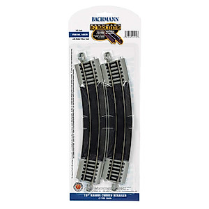 Bachmann Trains - Snap-Fit E-Z TRACK 18” RADIUS CURVED RERAILER (2/card) - NICKEL SILVER Rail With Gray Roadbed - HO Scale