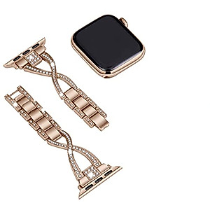 JFdragon for Apple Watch Band 38mm 40mm 41mm Women Series 8 7 6 5 4 3 2 1 SE iwatch Bands Bling Metal Bracelet Fancy Cute Dressy Strap Rose Gold