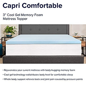 Flash Furniture Capri Comfortable Sleep 3 inch Cool Gel Memory Foam Mattress Topper - Twin