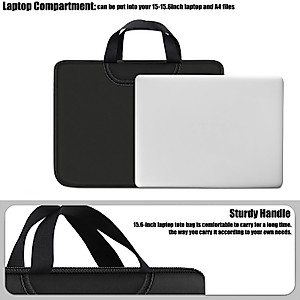 Laptop Sleeve Bag 15.6 Inch, Durable Slim Briefcase Handle Bag & with Two Extra Pockets,Notebook Computer Protective Case for 15 15.6 inch HP, Dell, Acer, Asus, Chromebook, Ultrabook, Black