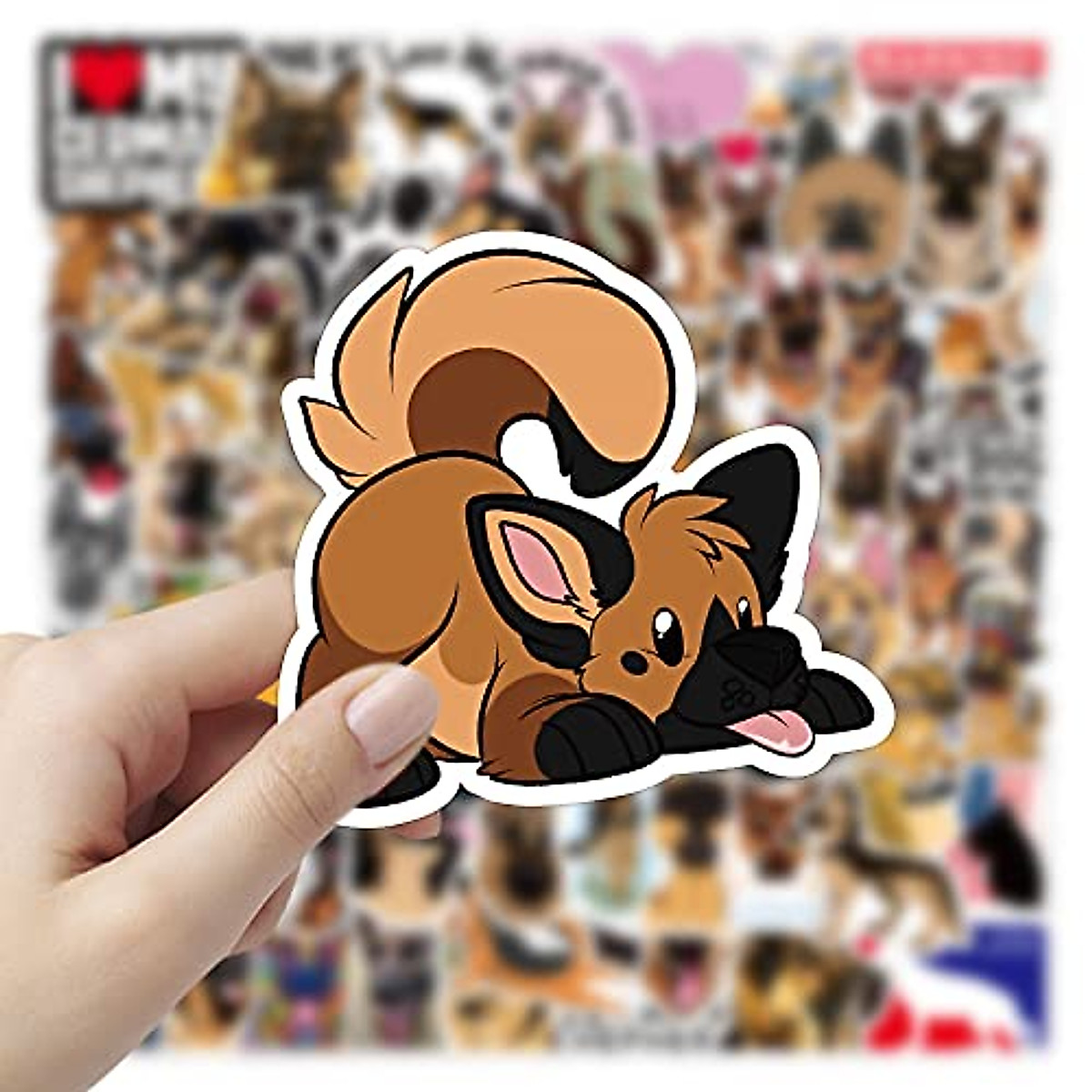 German Shepherd Dog Stickers 100 Pcs Vinyl Stickers for Water Bottles Laptops Phone Skateboard Funny Pet Dogs Decals for Kids Teens Adults (German Shepherd)