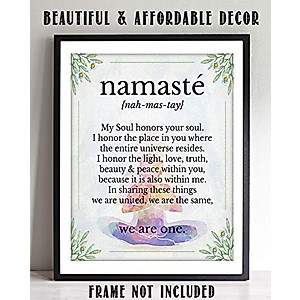 Namaste Color"We Are One"- Inspirational Wall Art in Yoga Pose-8 x 10 Print Wall Art Ready to Frame. Home Décor, Office Décor & Wall Print. Motivational Quote- Perfect Gift to Share Your Beliefs.