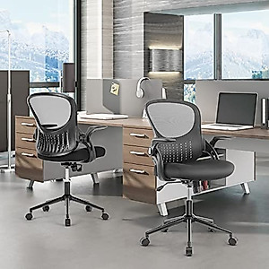 JHK Home Office Desk Chair – Ergonomic Office Chair with Lumbar Support and Flip-up Armrest, Height Adjustable Mesh Computer Chair, Swivel Task Chair, Conference Room, Black