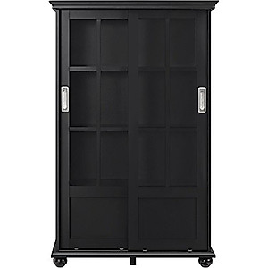 Ameriwood Home Aaron Lane 4 tier Bookcase with Sliding Glass Doors, Black