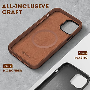 kingflag Vegan Leather Magnetic Case for iPhone 14 Pro Max Wireless Charging, MagSafe Compatible, Metal Buttons, Shockproof Protective Phone Case Cover for Women Men 6.7" (Rich Brown)