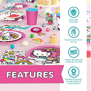 Hello Kitty Birthday Decorations & Party Supplies | Hello Kitty Plates, Napkins, Sticker | Officially Licensed