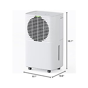 Hansabenne 30-Pints Dehumidifier for Basements - 2000 Sq. Ft. Dehumidifier with Auto or Manual Drainage - Compact Dehumidifier with Intelligent Humidity Control | Auto Defrost | Dry Clothes