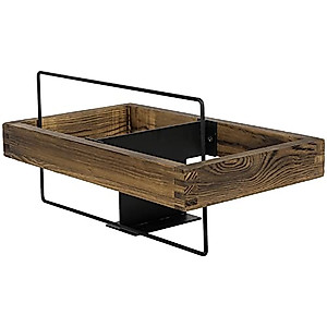 MyGift Wall Mounted Rustic Burnt Wood and Industrial Matte Black Metal CD DVD Storage Organizer Rack, Set of 2 Floating Wooden Frame Display Shelves