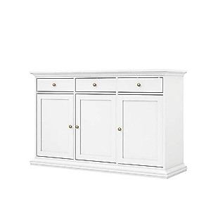 Pemberly Row Contemporary Sideboard Cabinet, Buffet Credenza with 3 Doors and 3 Drawers in White