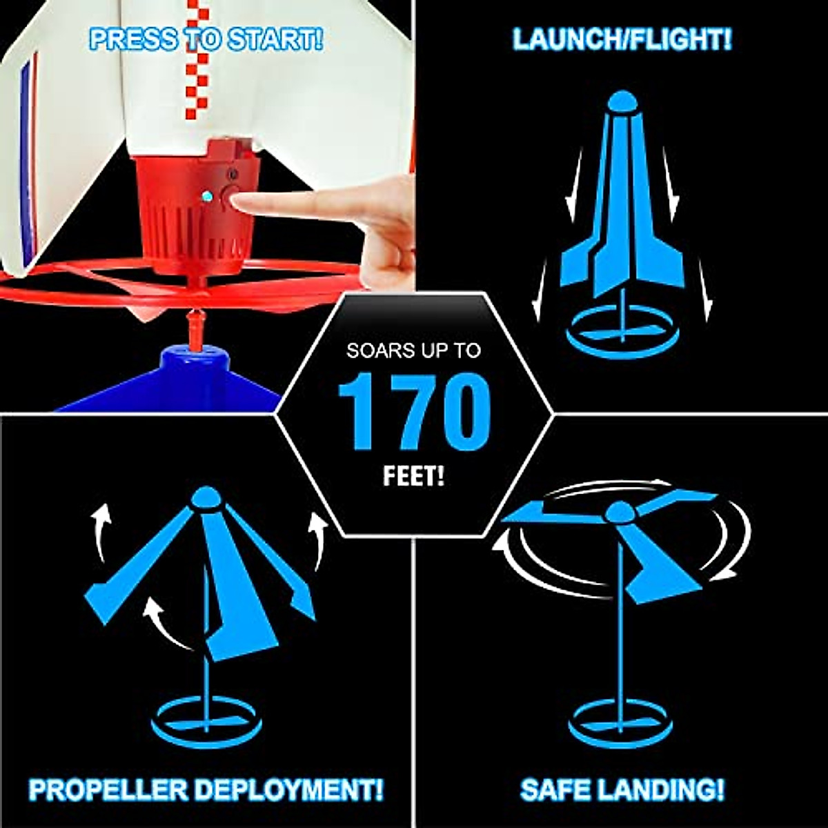 6 Year Old Kids Rocket Launcher Toy, 150 Feet of Flight Altitude Model Rocket Kits with Launch Set, Kids Rocket Ship, Remote Control Rocket Launcher