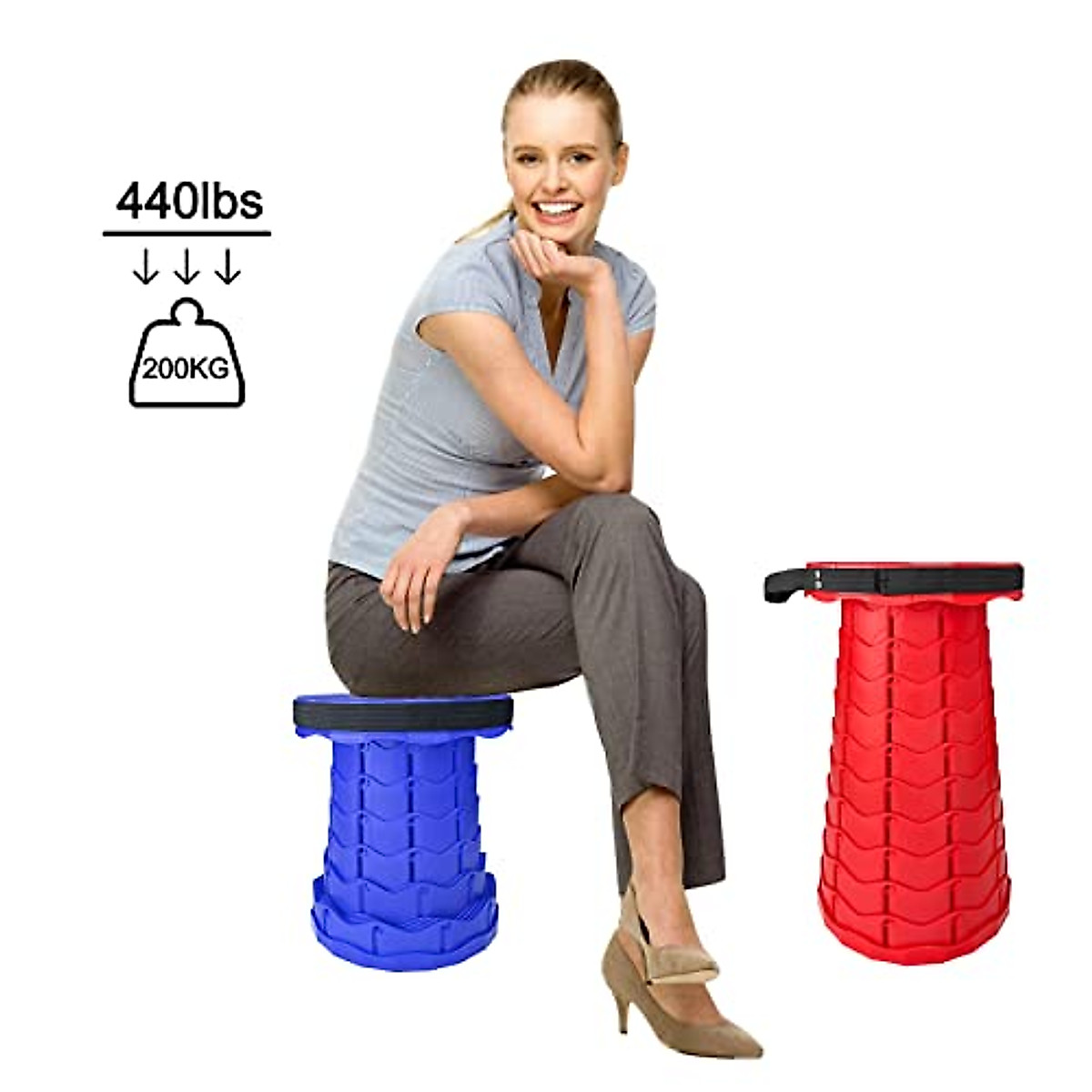 Bigvendedor Sturdy, Lightweight, Retractable Folding Bench for Adult Camping Chairs Suitable for Outdoor Fishing Excursions Gardening Trips and barbecues (Blue)