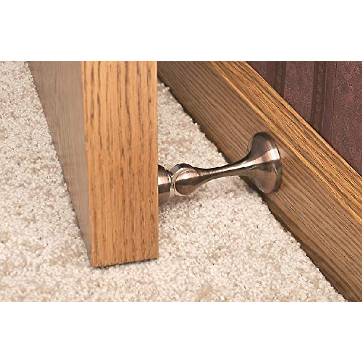 SOSS Zinc Magnetic Door Stop with Hidden Screw Mounts, White Exterior Finish, MDHBWH-HS, 7 x 1 inches