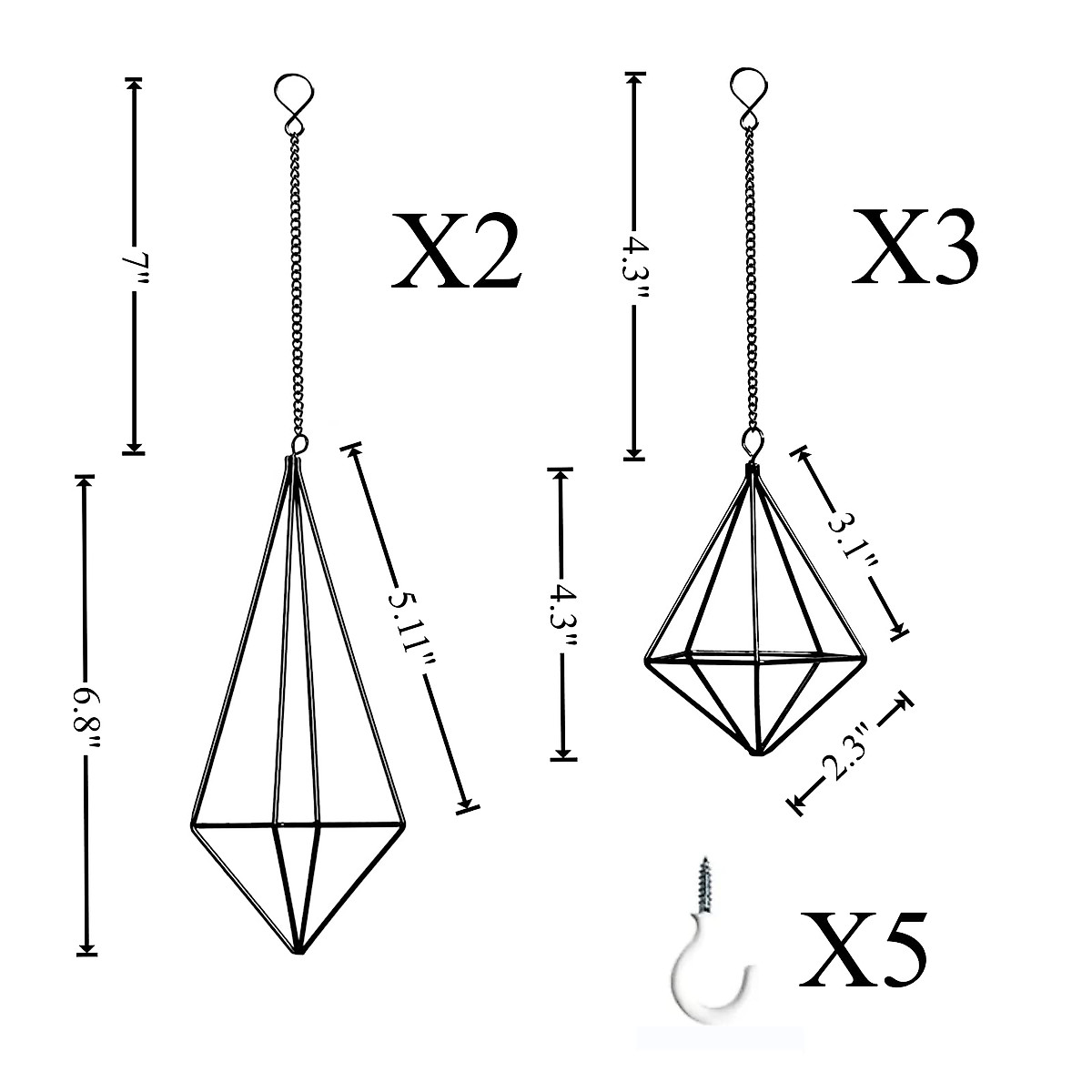 SZRUIZFZ Tillandsia Air Plant Holder Black Geometric Hanging Air Plant Holders Unique for Wall Decor Xerographica Air Plant Hanger for Indoor Decor Himmeli Geometric Decor (5Pcs)