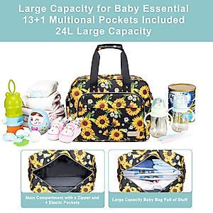 COALA HOLA 4 in 1 Baby Diaper Bag, Ergonomic Multi-function Waterproof Travel Backpack for Mom - Sunflower