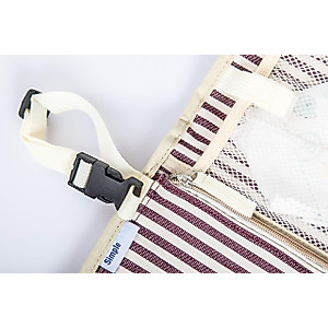 Simple Being Portable Changing Pad, Travel Diaper Canvas Clutch Mat, Diaper Bag Essential with Storage Pockets for Wipes and a Supportive Foam Head Pillow Padding (Red Stripe)