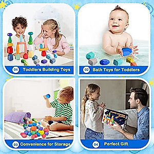 Wooden Stacking Rocks Toys, Montessori Toys for 1 2 3 year old, Stacking toys for toddlers, Sensory Educational Preschool Learning building blocks toys for Kids age 3-5, Birthday Game Gift Boys Girls