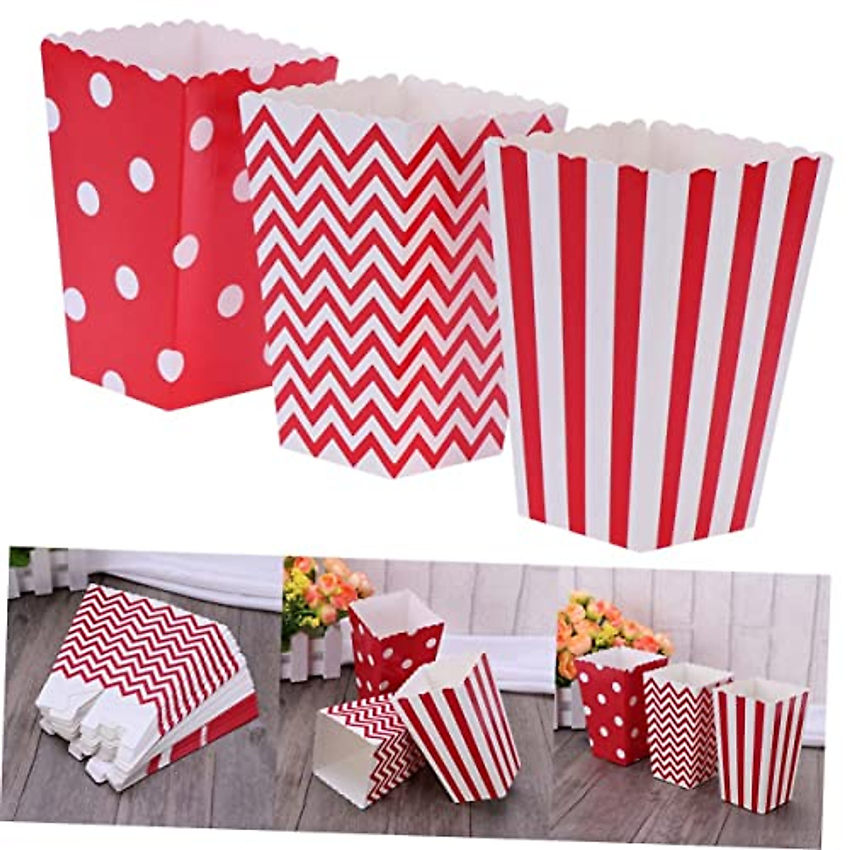 ULTECHNOVO 30pcs Popcorn Snack Box Container Pink Containers Paper Boxes for Food Popcorn Boxes Candy Popcorn Movie Night Popcorn Boxes Candy Bags Food Paper Container Popcorn Carton Chicken