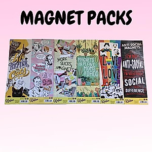 Funny Fridge Magnets for Home Decor - Magnet Set for Refrigerator, Dishwasher, Whiteboard, and Locker Accessories by Kalan - Retro Humor - 4-Pack