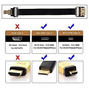 Xiwai CYFPV Mini HDMI Female to Micro HDMI Male Extension FPC Flat Cable 1080P for FPV HDTV Multicopter Aerial Photography (0.8M)