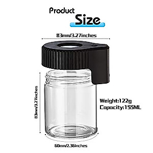 GORDON Magnifying Viewing Jar With LED Light, Transparent Light-Up Glass Storage Stash Jar With Mag Lid, Airtight, Smell Proof (Black)