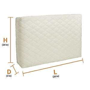 Indoor Air Conditioner Cover for Window Units, Window AC Unit Cover for Inside, Double Insulation with Elastic Strap, Small Beige 21 x 14 x 3 inches (L x H x D)
