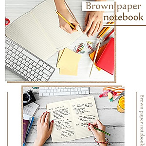 Gersoniel 24 Pack A4 Kraft Notebooks Kraft Brown Cover Lined Notebooks A4 Size Memo Diary Subject Notebooks Planner with Lined Paper 72 Pages, 8.5 x 11 Inch, for Travelers, Students, Office