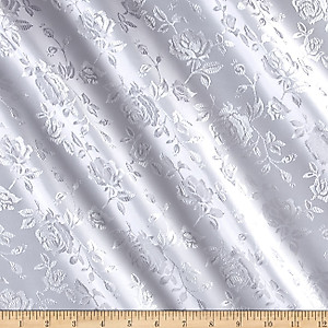 Rose Satin Jaquard White, Fabric by the Yard