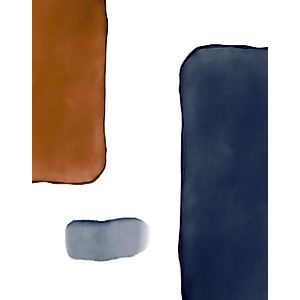 Abstract Navy Blue, White & Rust Blocks Wall Art. Set of 2 11x14 UNFRAMED Prints. Abstract, Minimalist Modern Wall Decor. Neutral Shades of Dark Indigo Blue, Burnt Orange and White.
