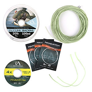 Maxcatch Fly Fishing Line (Weight Forward, Floating) and Fly Line combo with backing leader and tippet (1F/2F/3F/4F/5F/6F/7F/8F/9F/10F) (Line Combo Moss Green, WF6F 100FT)