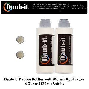 Racquet Art Daub-it Empty Bottles with applicators - 4 oz - Mohair Dauber - 2 Pack