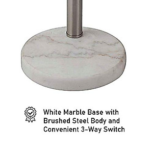 SH Lighting 83.5" Arc Tree Floor Lamp - Featrue 3 Hanging White Drum Fabric Shade with Adjustable Swing Arm and Marable Base - Great for Living Rooms, Bedrooms, or Arching Over Couches - 6949SN