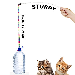 FYNIGO Interactive Cat Rainbow Wand Toys for Indoor Cats and Kittens,Extended Colorful Cat Teaser Wand String Plush Toy,Original Product Strong and Sturdy Pole with Bells(2 Pack)