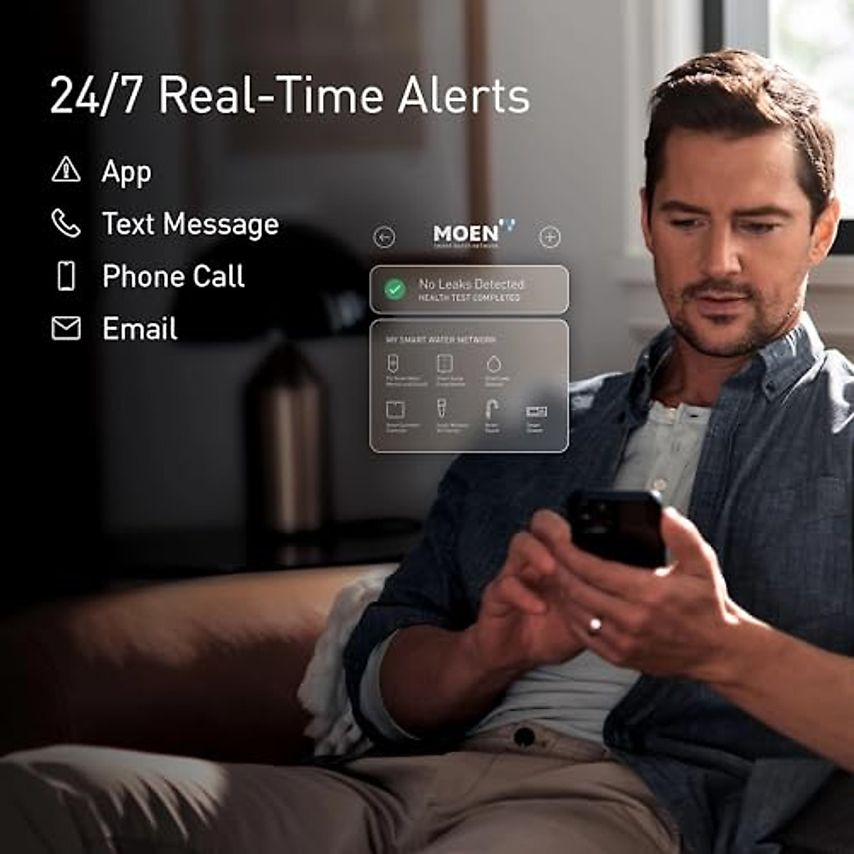 Moen 900-002 Flo Smart Water Monitor and Automatic Shutoff Sensor, Wi-Fi Connected Water Leak Detector for 1-1/4-Inch Diameter Pipe