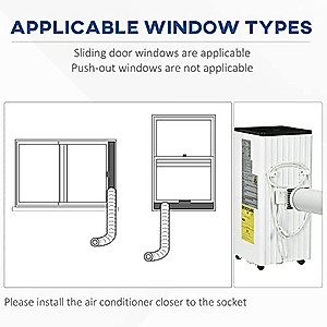 HOMCOM 10,000 BTU Smart WiFi Portable Air Conditioners for Rooms Up to 237 Sq. Ft., Cool Dehumidifier Fan 3-in-1 Portable AC Unit with Remote, 24H Timer, Window Mount Kit Included, White