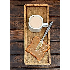 Samhita Mango Wood Serving Platter with Raised Edge -Set of 3 for Display Fruit Snacks Appetizer Sushi Food Decorative (12" x 5" x 0.75")