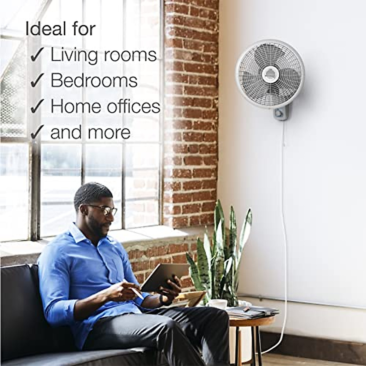 Lasko 16" 3-Speed Oscillating Wall Mount Fan for Indoor Use, M16900, Light Grey