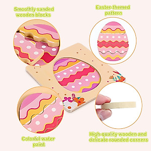 Easter Wooden Puzzles for Toddler - 4 Pack Basket Stuffers Fillers Puzzle Toys for Boys Girls, Jigsaw Learning Educational Gifts Party Favors for Kids