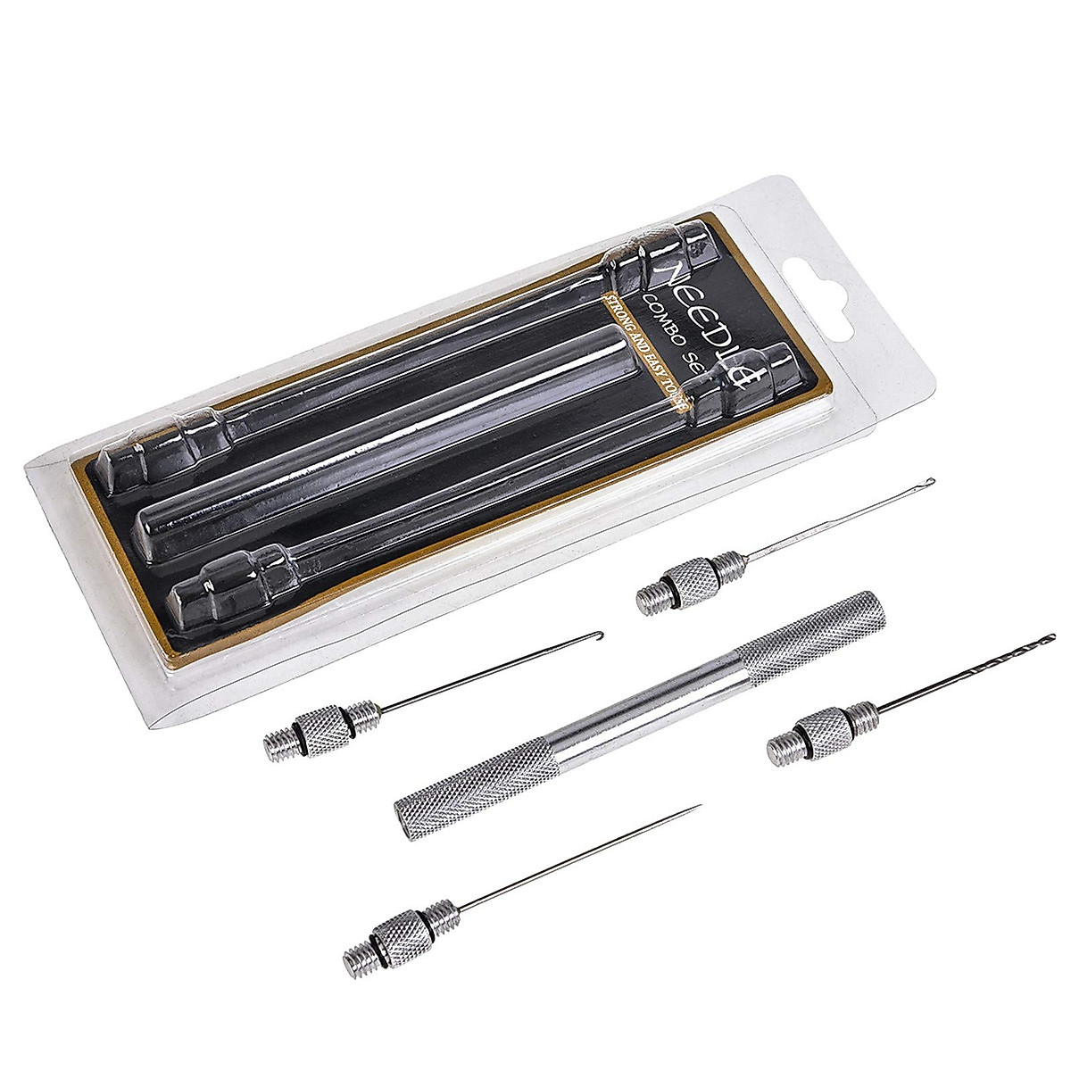 sknsalfew Carp Fishing Rigging Bait Needle Tool Set, 5-in-1 Carp Fishing Tackle Kit, Bait Boilie Drill Stringer Needle with Nonslip Aluminum Alloy Handle