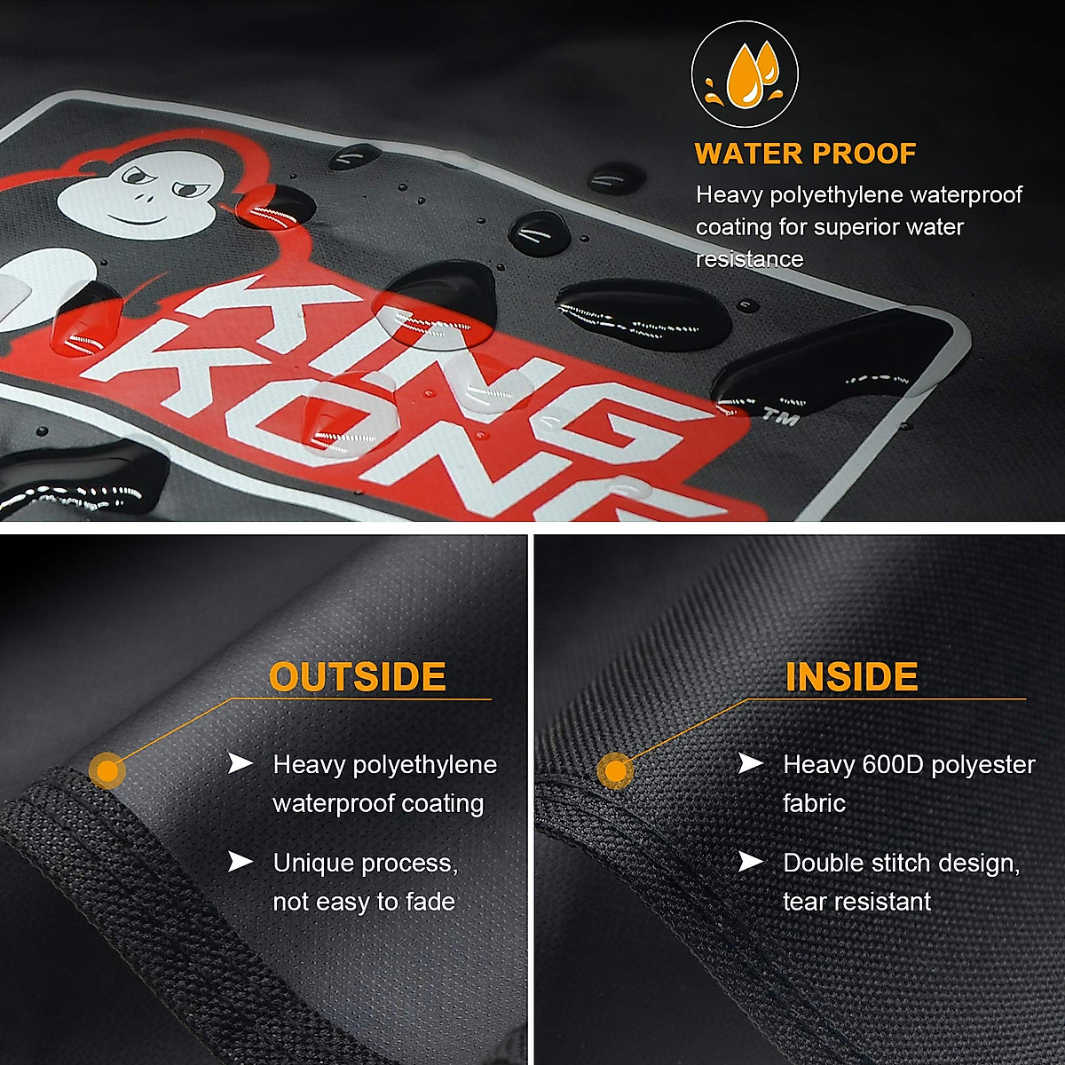 Kingkong 7573/7106 Cover for Weber Spirit 200, 300 Series and Genesis Silver Gas Grill Brush, Black