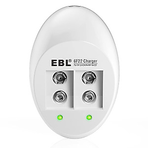 EBL 9V Li-ion Rechargeable Batteries (2PC) and Smart 9V Battery Charger