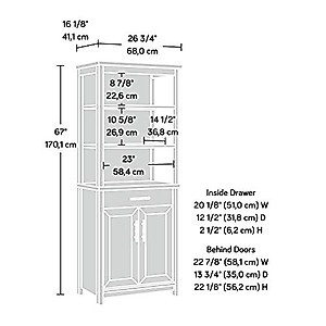 Sauder Coral Cape Library with Doors, L: 26.77" x W: 16.18" x H: 66.97", Sindoori Mango Finish