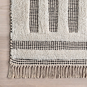 Rugs USA x Emily Henderson Merrick Tasseled Cotton and Wool Area Rug, 5x8, Black