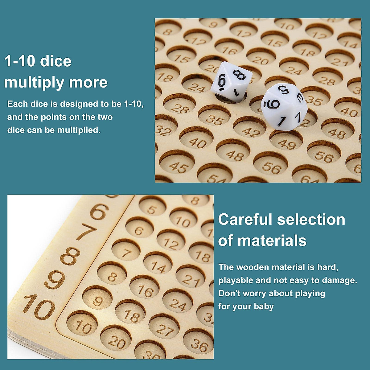 XJSGS Wooden Montessori Multiplication Board Game,Montessori Children Counting Toy,Math Blocks Board for Toddlers and Preschool Gifts for Kids