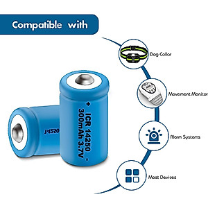 Rechargeable 3.7V 14250 Battery with Charger, 4 Pack Lithium Ion 1/2 AA Size Batteries Can Replace 3.6 Volt LS 14250, ER14250, 3v CR14250 Battery for Laser