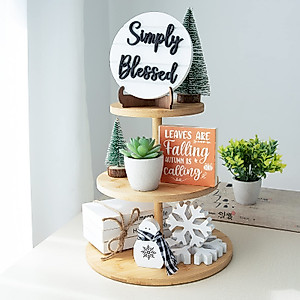 Fall Tiered Tray Stand, Cupcake Stand 3 Tier Serving Platters and Trays, Desert Display w/Cute Heart Topper, for Catering Supplies, Seasonal Fall Decor, Housewarming, Birthday, Wedding, Party